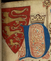 Heraldry from the 1250-1259 Historia Anglorum by Matthew Paris