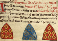 Heraldry from the 1250-1259 Historia Anglorum by Matthew Paris