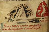 Heraldry from the 1250-1259 Historia Anglorum by Matthew Paris