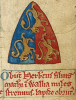 Heraldry from the 1250-1259 Historia Anglorum by Matthew Paris
