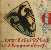 Heraldry from the 1250-1259 Historia Anglorum by Matthew Paris