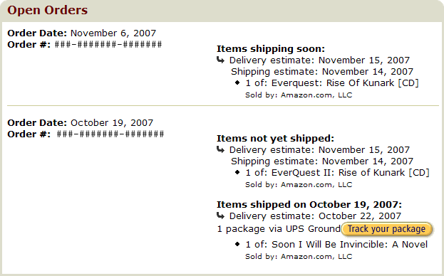 Anyone order from Amazon.com get a shipping notice? | EverQuest 2 Forums